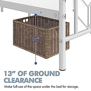 Yaheetech Metal Platform Bed Frame Mattress Foundation with Diamond Pattern Headboard/Footboard/Heavy Duty Steel Slat Support/Under Bed Storage/No Box Spring Needed/Twin Size White