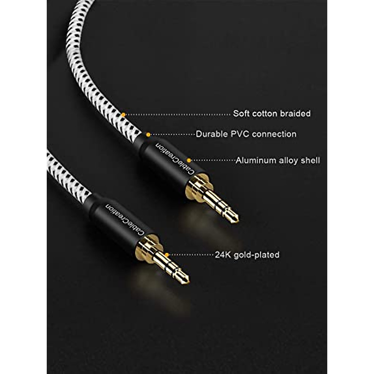 CableCreation Aux Cable(6Ft/1.8M),3.5mm Audio Cable Male to Male,1/8 inch Auxiliary Stereo Jack,Aux Cord for Headphone, Phone, Car, Speaker and More(with Aux Port)