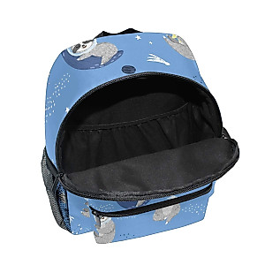 OREZI Sloth Astronaut Preschool Backpack with Chest Strap,Mini Toddler Backpack with Name Tag Daycare Toy Bag for Boys Girls,10 x 4x 12 Inches