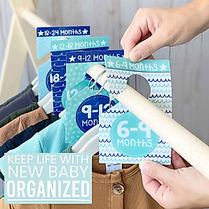 6 Baby Closet Size Dividers Boy - Blue Baby Closet Dividers by Month, Baby Closet Organizer for Nursery Organization, Baby Essentials for Newborn Essentials Baby Boy, Nursery Closet Dividers Boy