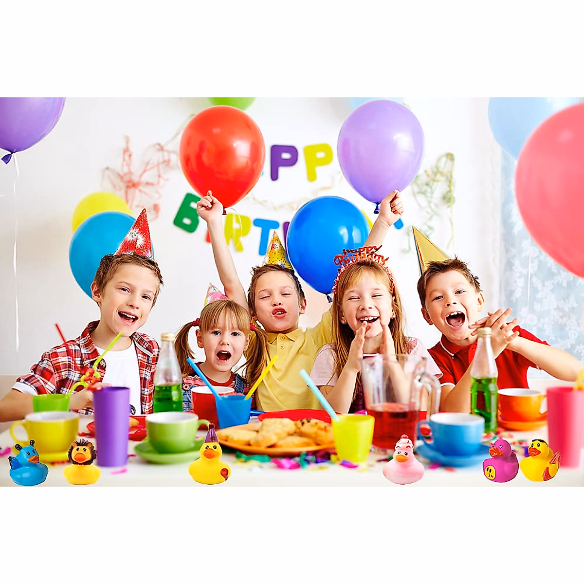 Chochkees Assorted Rubber Ducks Toy Duckies for Kids and Toddlers, Bath Birthday Baby Showers Classroom, Summer Beach and Pool Activity, 2" Inches (50-Pack)