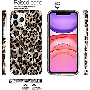 J.west iPhone 11 Pro Max Case Leopard for Women Girls,Cute Sparkle Translucent Clear Stylish Cheetah Pattern Design Slim Soft TPU Silicone Protective Phone Case Cover for iPhone 11 Pro Max 6.5" Bling