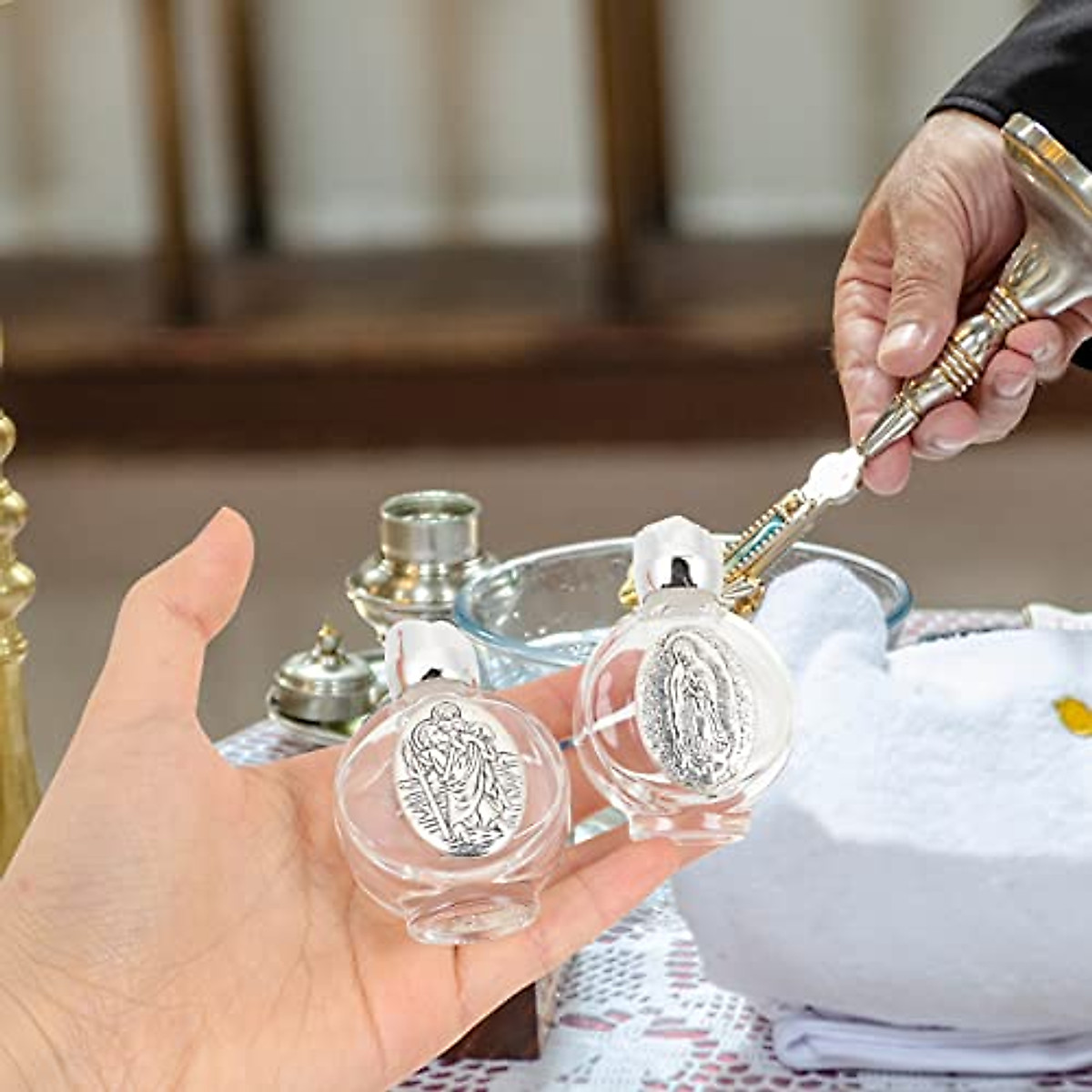 Refillable Water Bottles Holy Water Bottle: 2pcs Clear Glass Water Bottle Small Glass Holy Water Bottle Catholic Home Blessing Housewarming Gift Christian Easter Party Favor