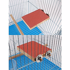 kathson Bird Perch Platform, Parrot Sanded Stand Wooden Corner Shelf Fan Shaped Cage Playground for Parrots Conures Budgies Parakeets Cockatiels Lovebirds