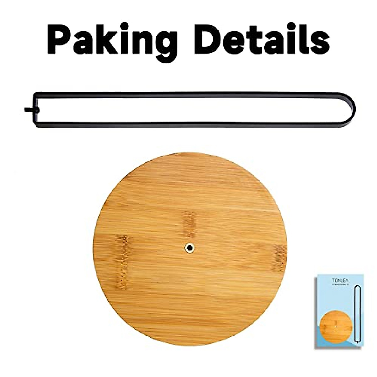 TONLEA Wood Paper Towel Holder, Black Paper Towel Holder Countertop, Kitchen Towel Holder Free-Standing with Non-Slip Wooden Base