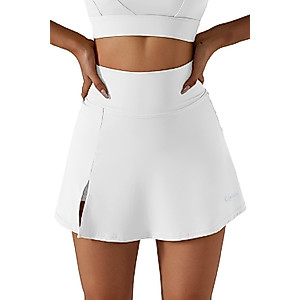 QINSEN Tennis Skirt for Women Golf Athletic Activewear Skorts Summer Workout Shorts White M