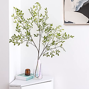 CEWOR Faux Branches Artificial Plants 2PCS 43.3 Inch Green Nandina Faux Plants for Wedding Shop Garden Office Home Décor Greenery Stems for Vase