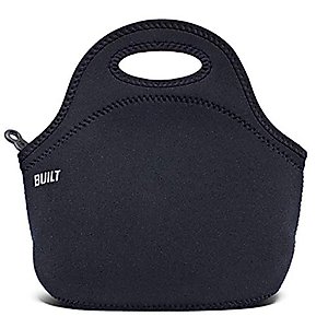 BUILT Gourmet Getaway Soft Neoprene Lunch Tote Bag - Lightweight, Insulated and Reusable, One Size, Black