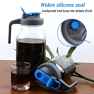 Mason Jar Cold Brew Coffee Maker 64 OZ Wide Mouth Cold Brew Pitcher With Pour Spout Handle Lid And Brew Filter For Iced Coffee, Iced Tea, Lemonade And Beverages