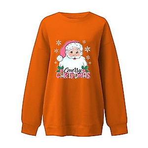 BZPIZ DO/LNIN*E bargain d-eals Womens Oversized Sweatshirts Xmas Graphic Crew Neck Pullover Sweaters Santa Claus Fall Fashion Outfits Clothes 2023