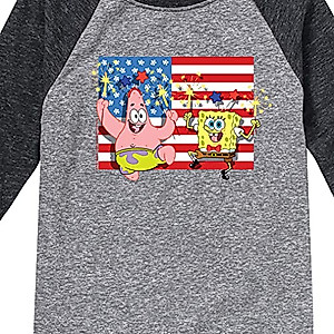 HYBRID APPAREL - Spongebob Squarepants - Patrick Sparkers Flag - Toddler & Youth Raglan Graphic T-Shirt - Size 3T