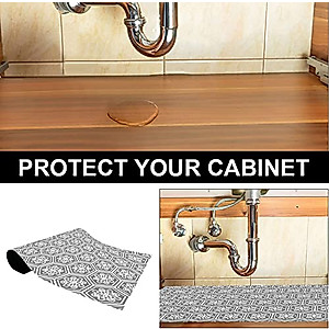 SFSGQZTZ Under The Sink Mat, 24 X 36 in, Durable & Waterproof Premium Mats to Protect Kitchen & Bathroom Cabinets, Absorbent & Easy to Clean Shelf Liner, Grey