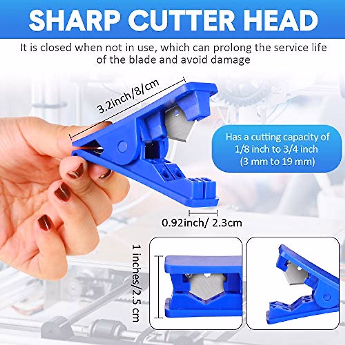 PTFE Plastic Tubing Cutter Hose Tube Cutter Pipe Cutter Accurate Tube Cutting Tool for Nylon PVC PU Tube and Hose Cut up to 3/4 Inch OD Tube (Blue, 3 Pieces)
