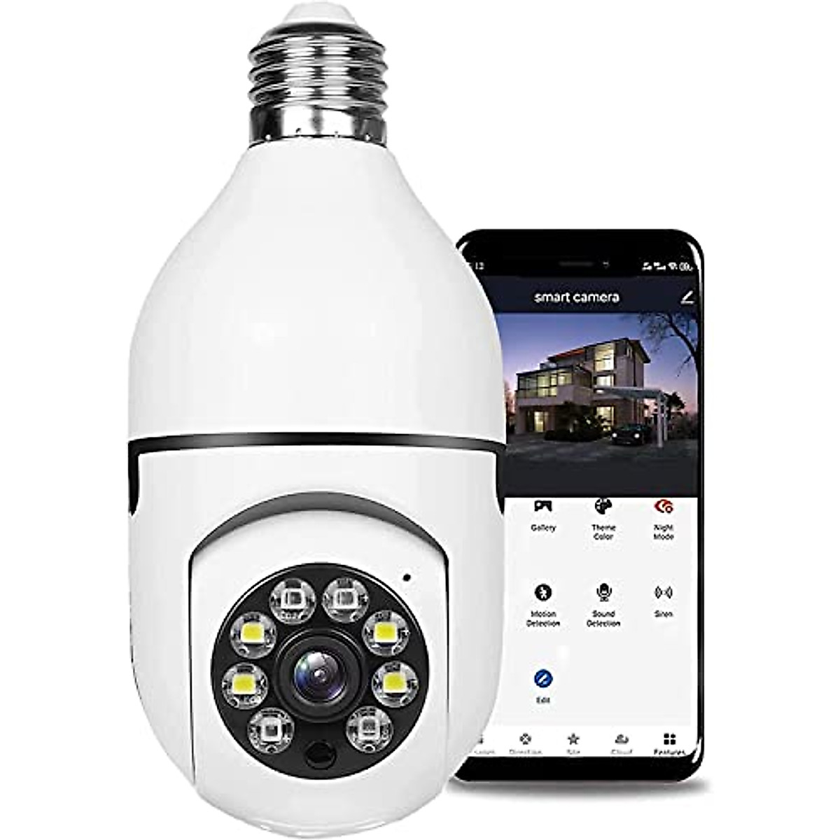 ARMIDO Wireless WiFi PTZ 1080p Light Socket Bulb Security Camera Floodlight Night Vision Motion Detection Two-Way Audio 2.4Ghz and 5Ghz Support