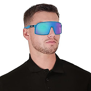 Oakley Men's OO9406 Sutro Rectangular Sunglasses, Sky/Prizm Sapphire, 37 mm