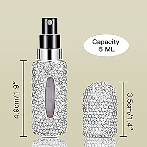 SAVORI Rhinestone Perfume Travel Refillable Perfume Atomizer Bottle Bling Portable Mini Perfume Spray Dispensers (White + Pink + Red 3 Pack)