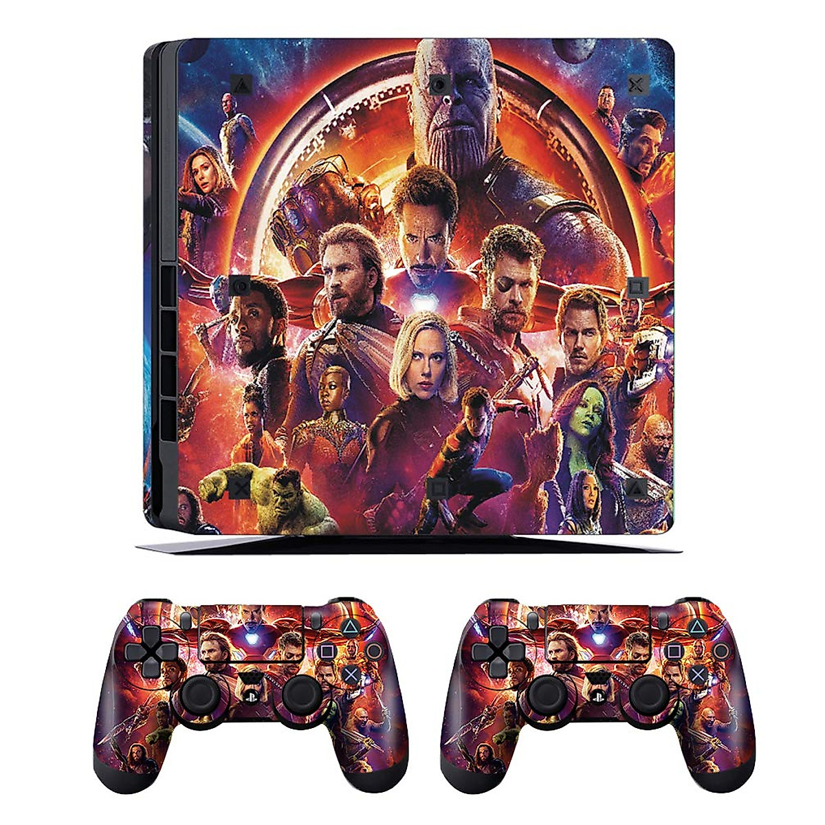 PS4 Slim Skins - Decals for PS4 Controller Playstation 4 Slim - Stickers Cover for PS4 Slim Controller Sony Playstation Four Slim Accessories with Dualshock 4 Two Controllers Skin - Ironman