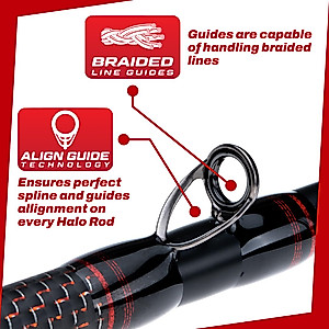 Halo Fishing HFHFX76MS HFX Series, Black/Red, Line 6-12 LB, Lure 1/4-3/8 OZ, 7'6"