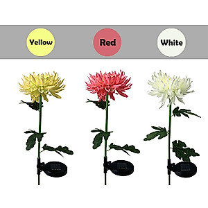 3PCS Outdoor Solar Garden Lights,Spring Artificial Chrysanthemum Waterproof Solar Light LED Lamp, Outdoor Garden Simulation Flower Lawn Lights Home Garden Decor