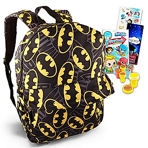 Detective Store Batman Backpack for Boys 8-12 Set - 16'' Batman Backpack for Kids Bundle with Stickers,Stampers,More,Batman School Stuff