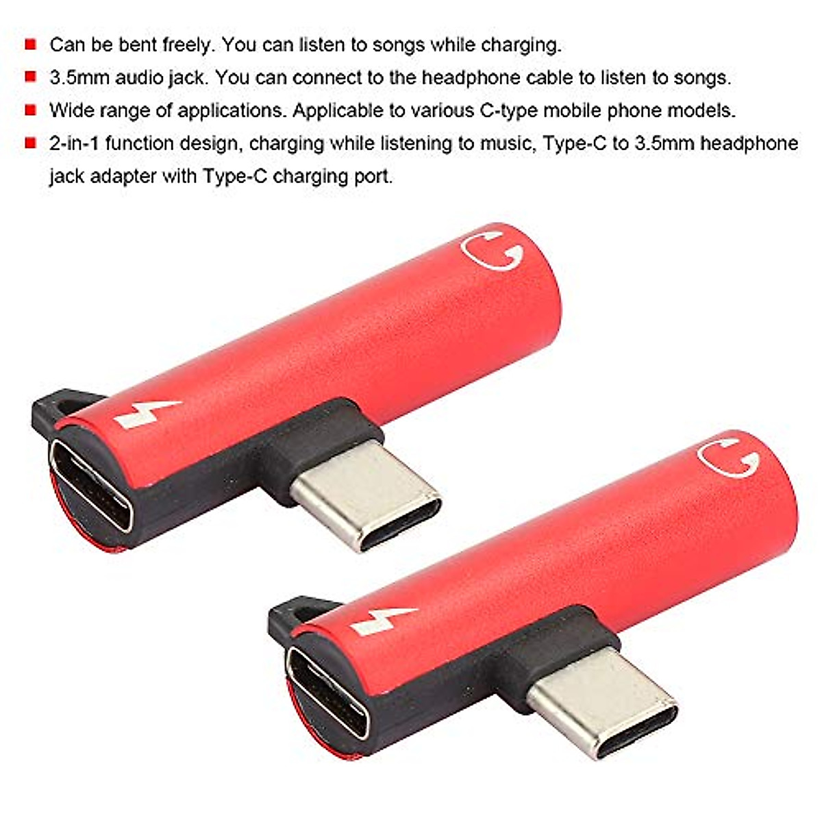 Plyisty USB-C to 3.5mm Audio & Charging Adapter - Dual Function