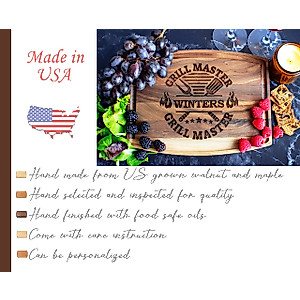 Personalized Grill Wood Cutting Board Handmade in USA – Best Serves as Chopping board, Charcuterie board, Cheese board – Unique Wooden Grilling Gift for men Birthday, Housewarming & Anniversary