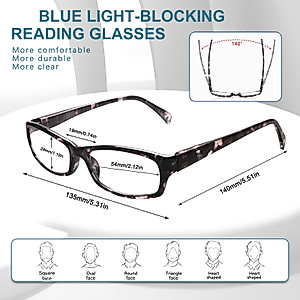 VIDEBLA 5 Pack Computer Reading Glasses Men and Women Anti Eyestrain Blue Light Blocking Glasses for Reading (5 Mix-2, 1.25)