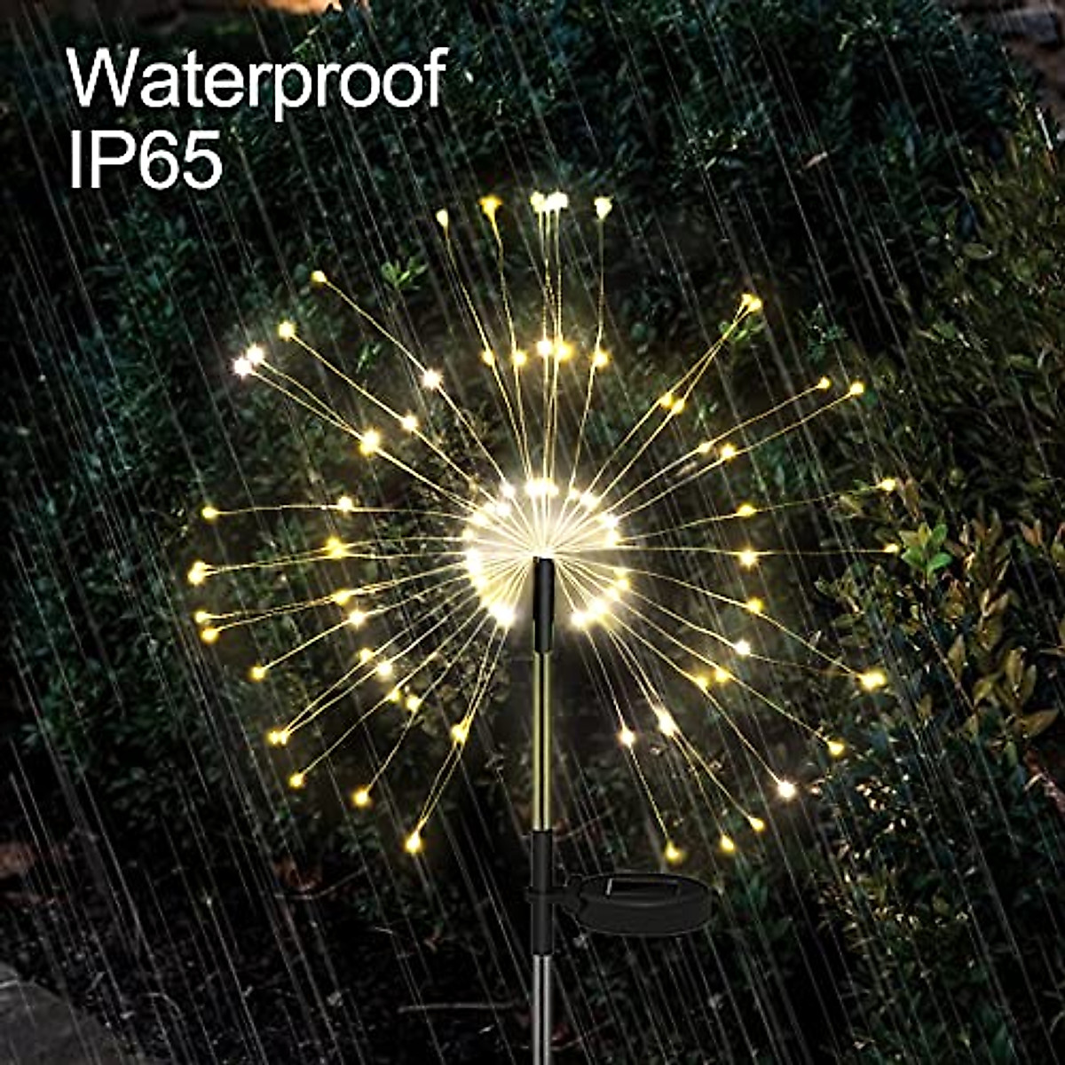 Anordsem Solar Garden Lights 2 Pack, Solar Fireworks Lights DIY Firework Lights,Outdoor Decorative Solar Lights IP65 Waterproof LED,Solar Pathway Lights for Walkway Patio Backyard Party (Warm White)