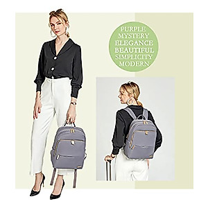 Lucien Hanna Laptop Backpack Purse for Women, Stylish Casual Travel Daypack Business Commute Backpack 14 Inch Laptop Backpack for Work, School, Travel, College, Business Trip, Purplish Grey