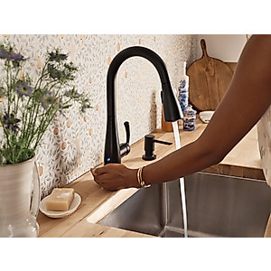 Moen Essie Matte Black One-Handle High Arc Kitchen Faucet, 87014EWBL
