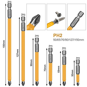 14 Pcs Magnetic Anti Slip Screwdriver Bits Set Magnetic Drill Bit Set Impact Driver Bit Set 1/4 Inch Hex Shank Cross Impact Driver Accessories for Power Tool, PH2(Orange)