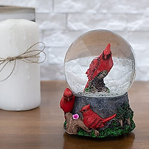 Spring Blossom Cardinals 100MM Musical Snow Globe Plays Tune Wonderful World