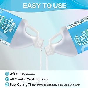 JANCHUN 1 Gallon Epoxy Resin Kit, Crystal Clear Table Top Epoxy Resin, Self-Leveling, No Bubbles, Coating and Casting Resin Kit with Resin Mixer for Art Craft DIY Wood, Jewelry Making, Molds