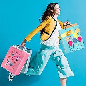 Gift Bag Large Gift Bags Set,12.5"Birthday Gift Bag for Girls Women,2 Pack Paper Gift Bags with Tissue Paper,Variety Green Pink Gift Bag Present Bags Big Gift Bag Birthday Bags with Handle,Gift Wrap Bags for Birthday Patry,Anniversary,Wedding,Valentine's