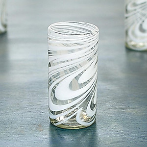 NOVICA Whirling White (Set Of 6) Blown Glass Highball Glasses