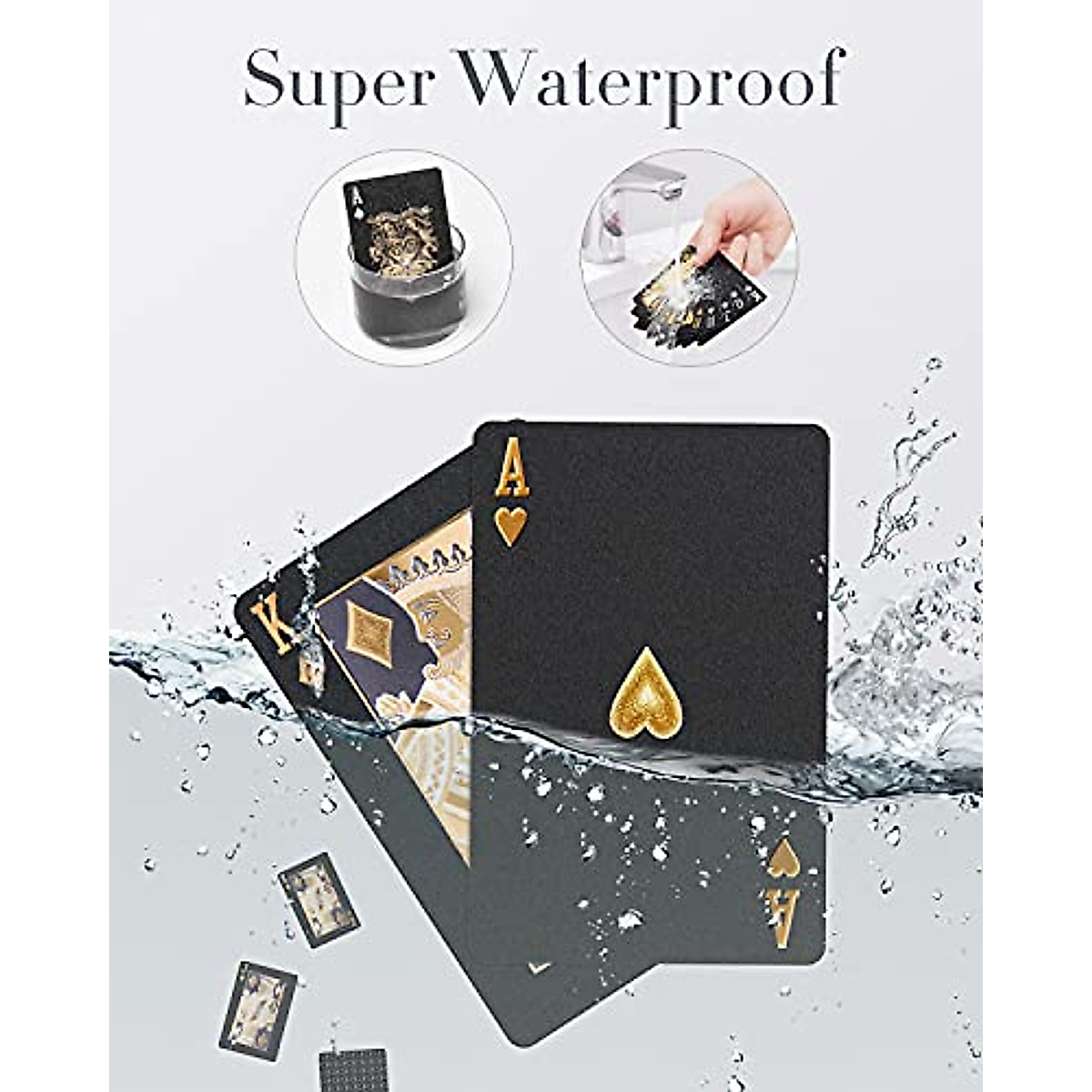 BIERDORF Diamond Waterproof Black Playing Cards, Poker Cards, HD, Deck of Cards (Black)