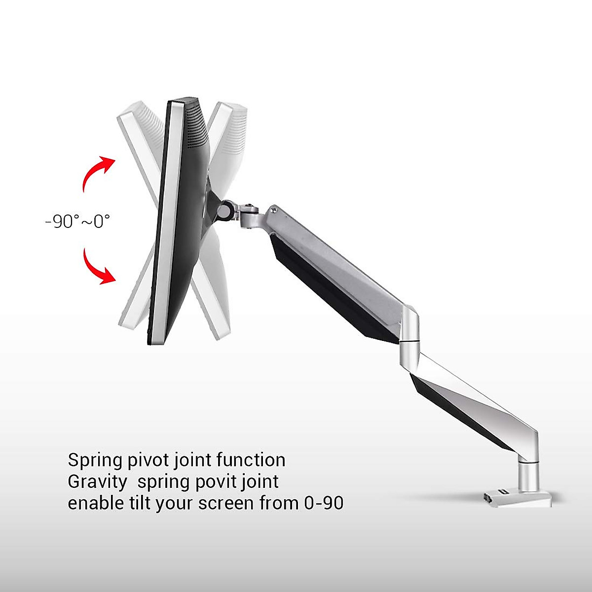 Monitor Mount Full Motion Monitor Arm Stand, Height Adjustable Computer Monitor Riser with Gas Spring, C Clamp, Cable Management for 10-34 inches,13.2-33 lbs LCD Screens