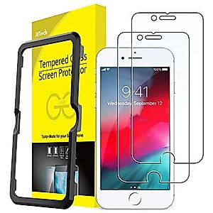 JETech Screen Protector for iPhone SE 3/2 (2022/2020 Edition), iPhone 8/7/6s/6, 4.7-Inch, Tempered Glass Film with Easy-Installation Tool, 2-Pack