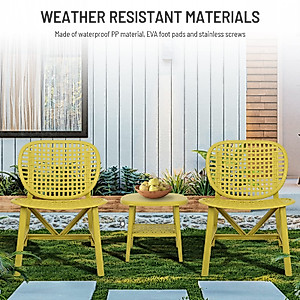 Tidyard 3 Piece Bistro Set, Hollow Design Chairs and Table with Open Shelf, Patio Conversation Set for Balcony Garden Yard Poolside Outdoor Furniture