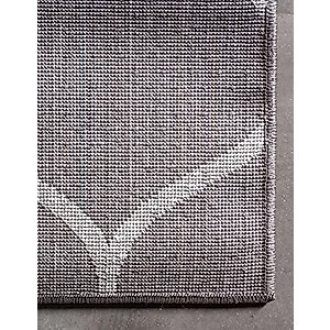 Unique Loom Trellis Frieze Collection Area Rug - Rounded (4' 1" x 6' 1", Dark Gray/ Ivory)