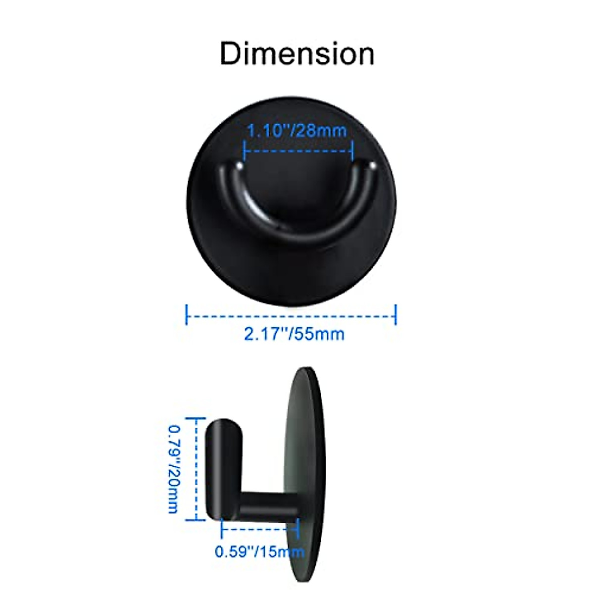 Qiiaoo 4 Pack Adhesive Hooks Heavy Duty, Waterproof Aluminum Alloy Wall Door Hooks Mount for Bathroom Bedroom Shower Stall, Hanging Clothes Coat Hat Bag Towel Robe Dressing Gowns Headset