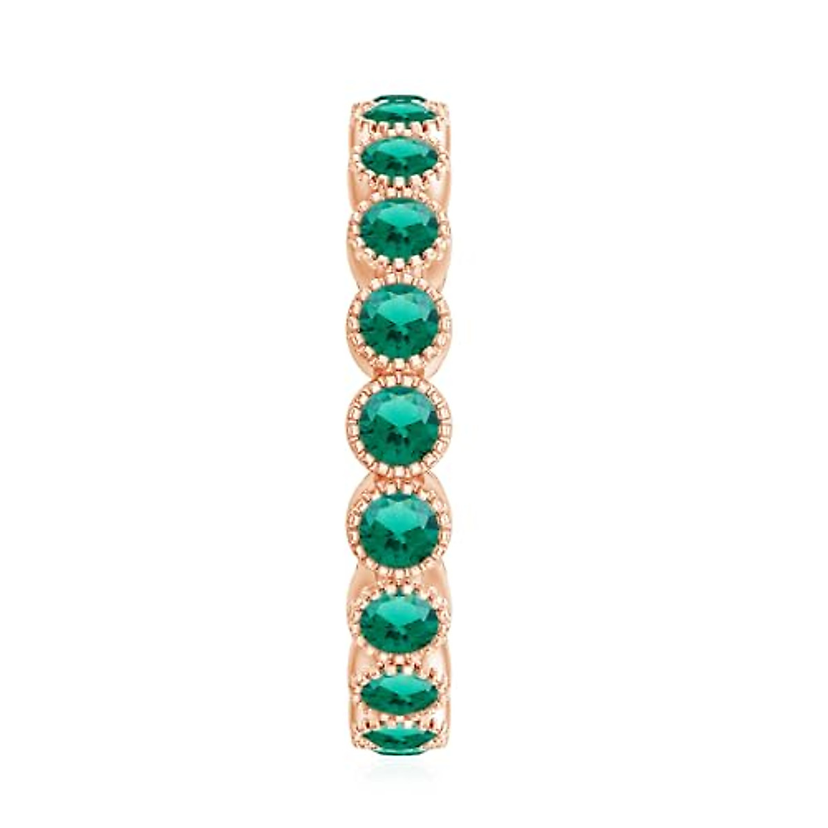 Certified Lab Grown Emerald Full Eternity Band, AAAA Quality, Emerald Wedding Ring for Women- Ready to Gift, 14K Rose Gold, Size:US 7.50