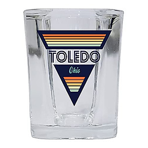 R and R Imports Toledo Ohio 2 Ounce Square Base Liquor Shot Glass Retro Design