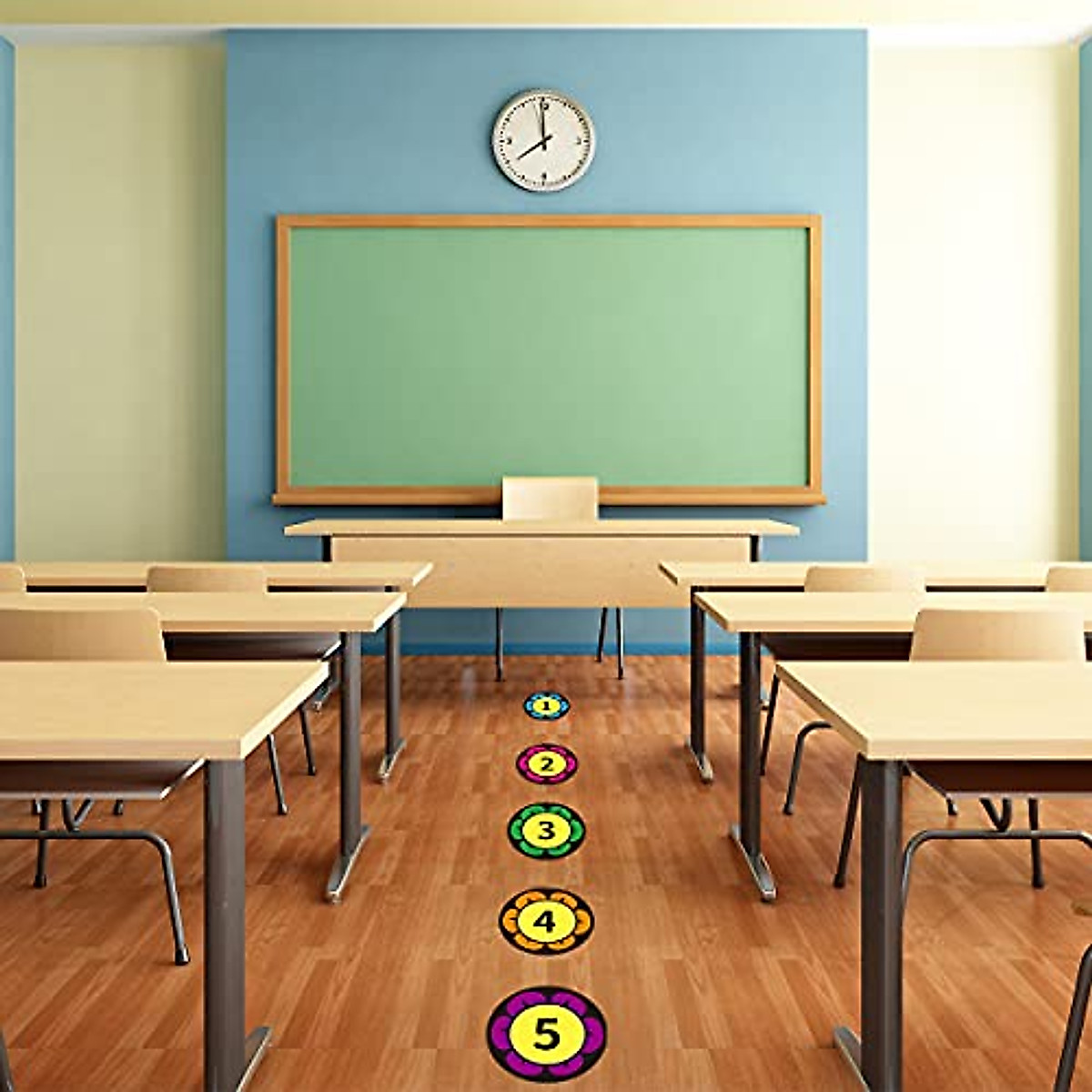 Numbered Spot Markers and Labels Numbers Line Up Floor Decals Classroom Line-Up Helpers for Preschool Kindergarten Elementary Teachers Classroom School Decoration (Sunflower Style)