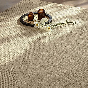 4x6 Foot No Shed Jute Rug Natural Fiber Reversible Collection Chunky Jute Area Rugs Handmade Bamboo Entryway Rug for High Traffic Areas in Living Room, Bedroom Kitchen Outdoor