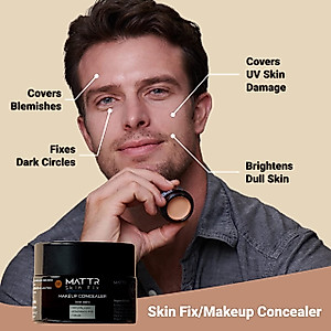 MATTR Skin Fix - Cosmetic Solutions for Men - Concealer & Skin Balancing Formula for Uneven Complexions - Cover Fine Lines, Under-Eye Bags, Blemishes - Vegan Makeup - Travel-Size Jar - 15g (L2)
