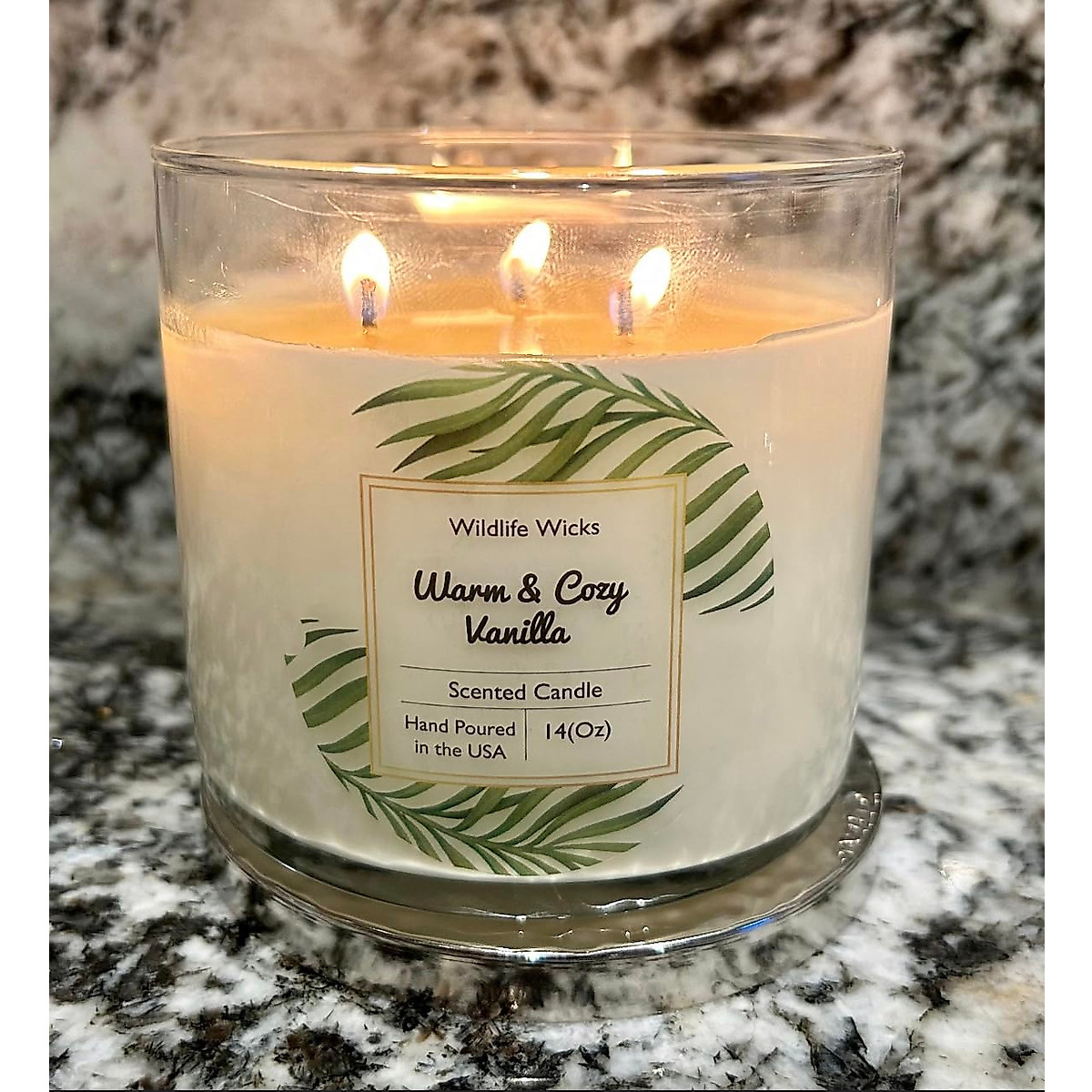 3 Wick Large Candle, Warm & Cozy Vanillla | Scented Candles for Home, 14 oz | Christmas, Holiday Gift | Natural Soy Candles