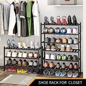 Shoe Rack, 3-Tier Bamboo Stackable Shoe Shelf Storage Organizer, Shoe Stand for Closet, Entryway and Hallway