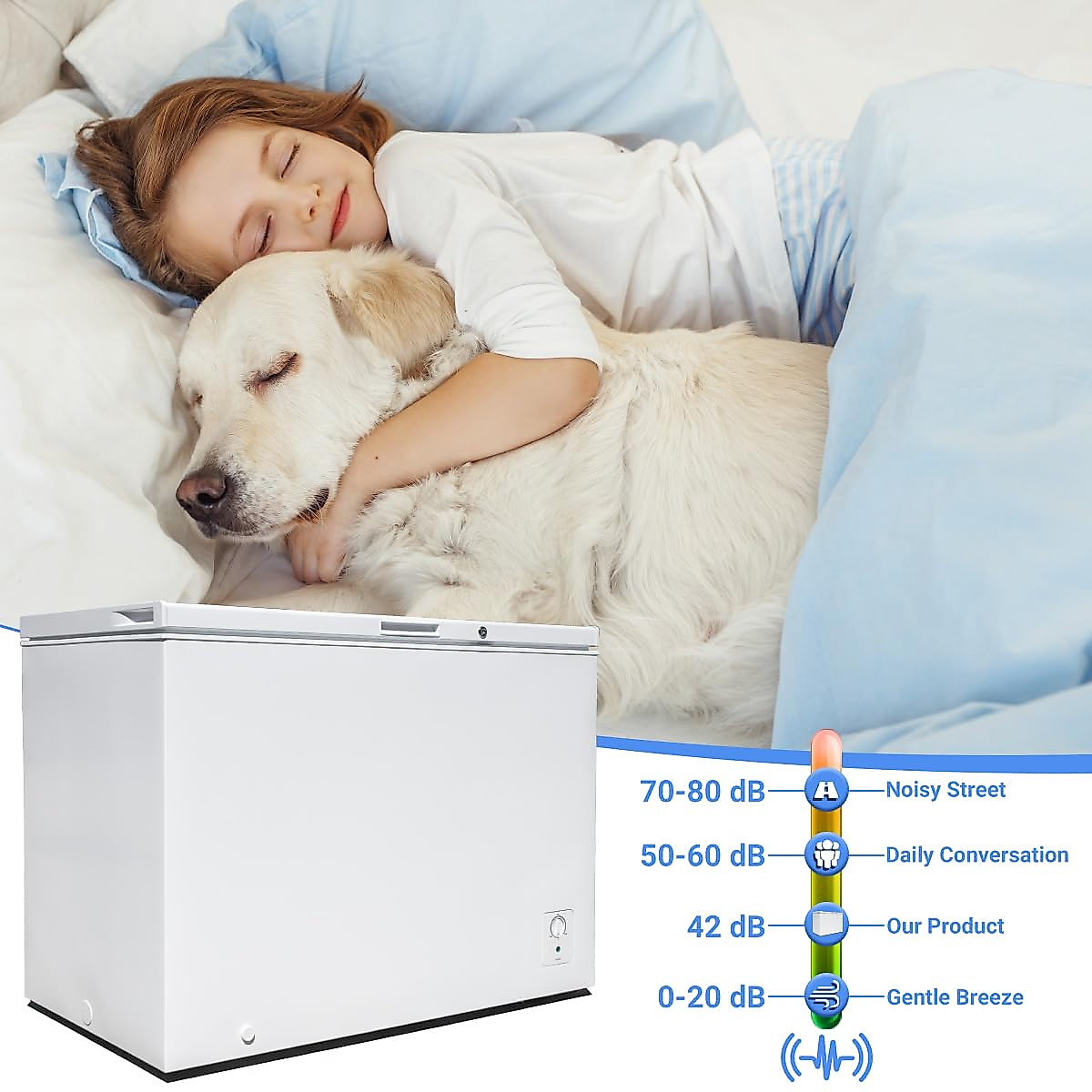 SMAD Mini Chest Freezer 3.5 Cu. Ft, Small Deep Freezer with Removable Basket, Adjustable Temperature, Manual Defrost, For Kitchen Apartment Office, White