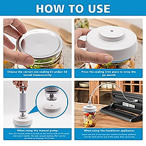 Mason Jar Vacuum Sealer,Vacuum Sealing Kit for Wide-Mouth & Regular-Mouth Mason Jars,With Jar Attachment-Adapter Hose-Vacuum Bag and Manual Vacuum Pump,Compatible With Most Brands of Vacuum Machines